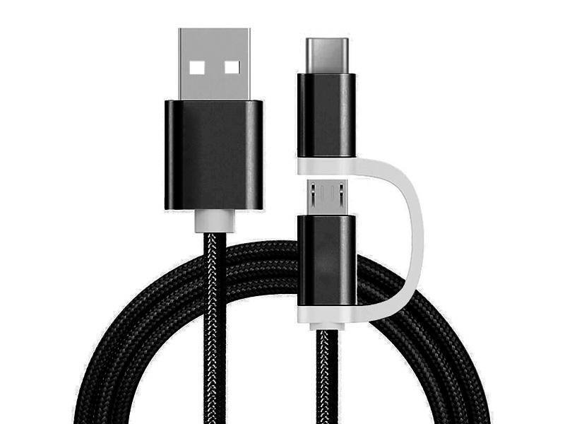 2 in 1 Ladekabel USB Micro & Type-C) Nylon f. Gigaset ME Pro